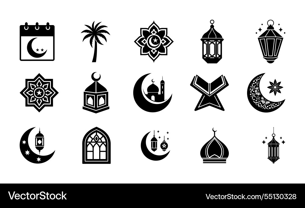 Minimalist islamic icon set for contemporary Vector Image