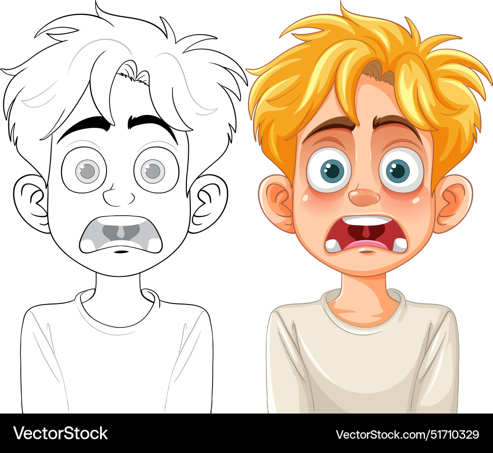 A boy with a shocked facial expression Royalty Free Vector