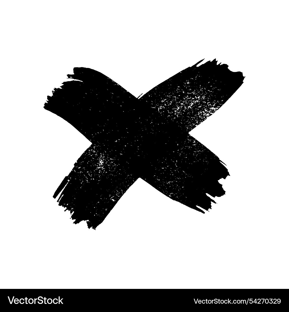 Black brush cross symbol Royalty Free Vector Image