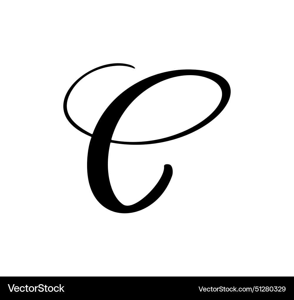 Calligraphy hand drawn letter c logo Royalty Free Vector