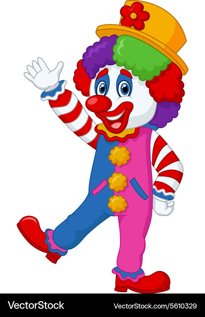 Cartoon Clown with Hand Waving Royalty Free Vector Image