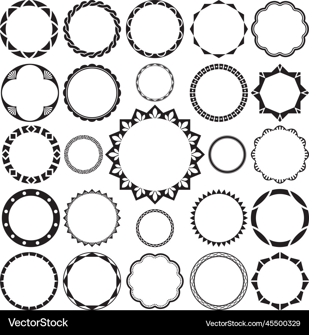 Collection of round decorative border frames – Royalty-Free Vector ...