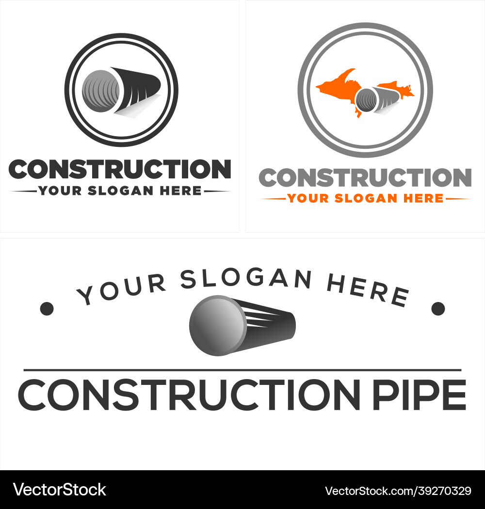 Construction business water tunnel pipe logo Vector Image