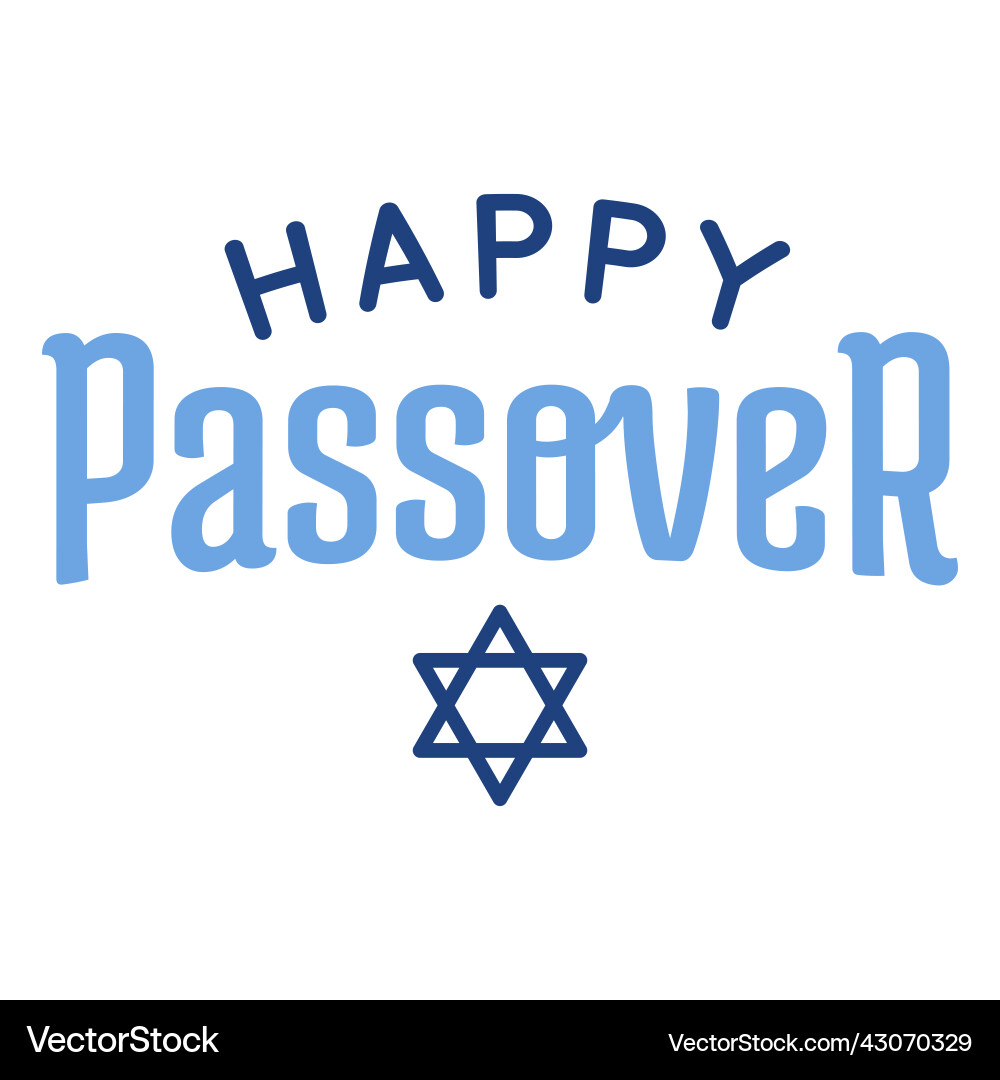 Happy passover lettering with david star Vector Image