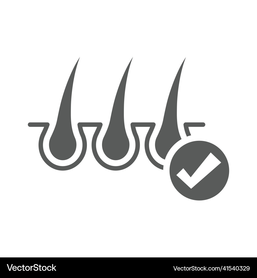 Healthy strong hair with checkmark icon Royalty Free Vector