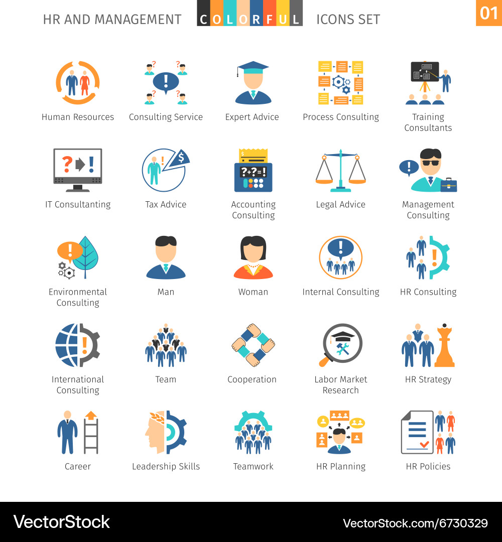 Human resources flat set 01 Royalty Free Vector Image