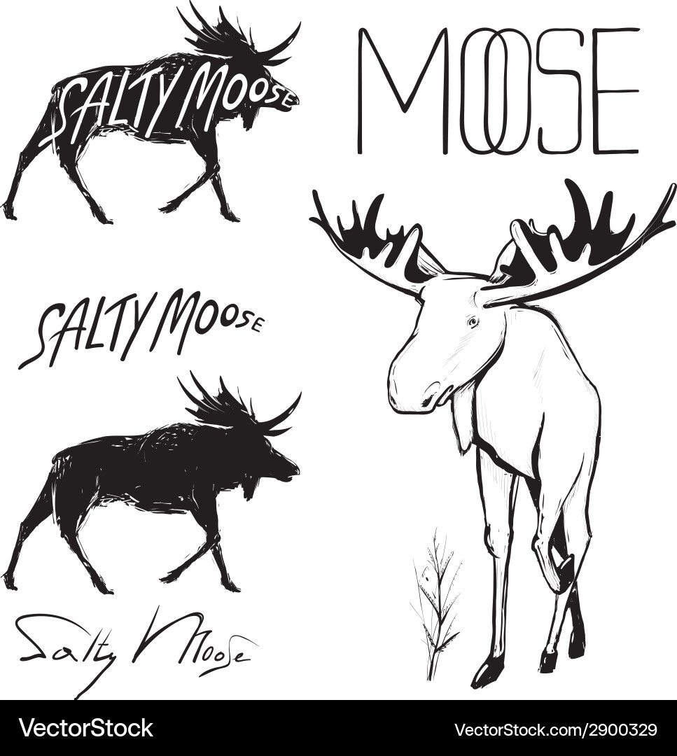 Moose and lettering monochrome Royalty Free Vector Image