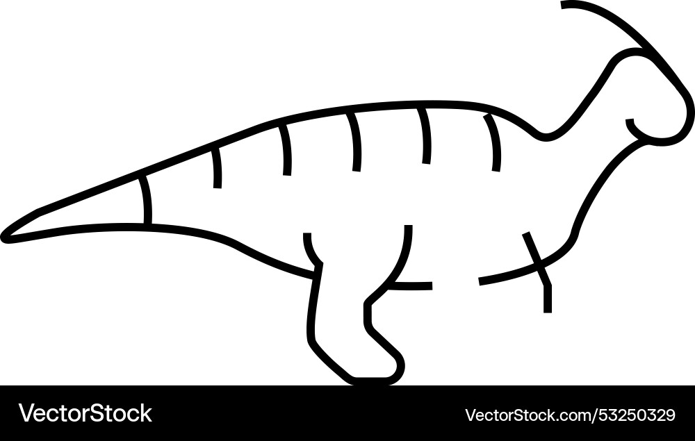 Parasaurolophus dinosaur line icon Royalty Free Vector Image