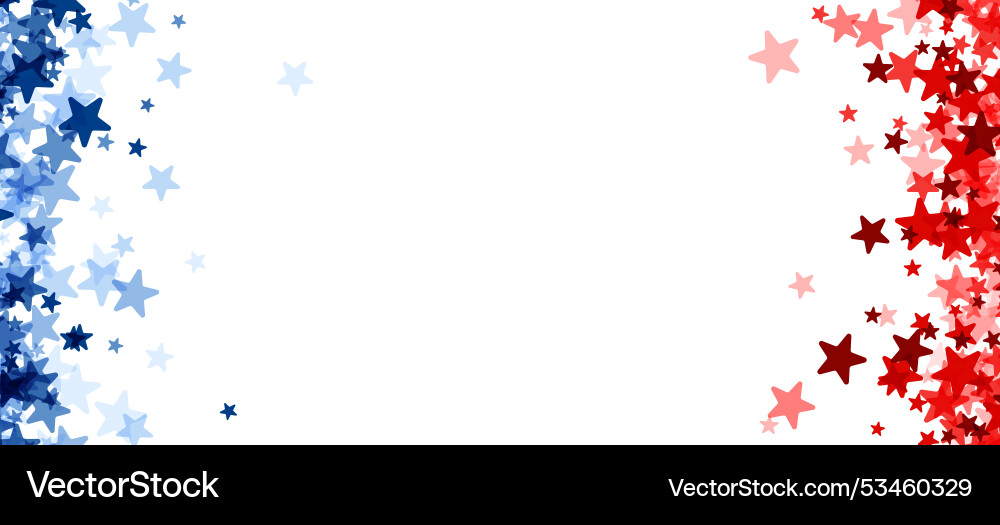 Red and blue star border with blank space Vector Image