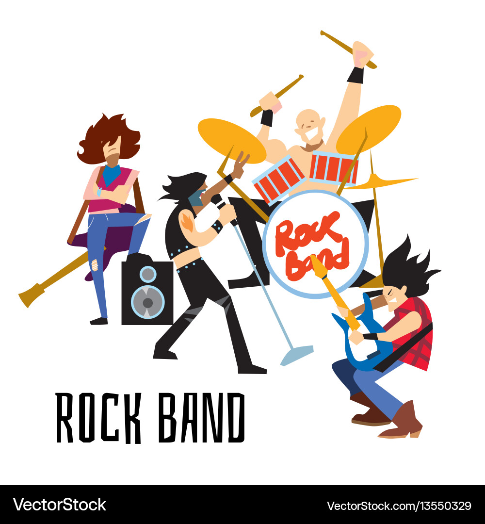 Rock band music group with musicians Royalty Free Vector
