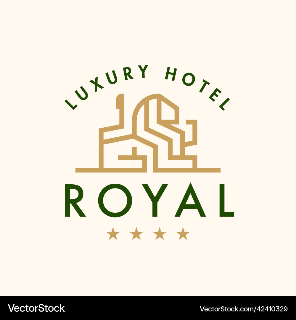 Royal hotel logo lion line icon Royalty Free Vector Image