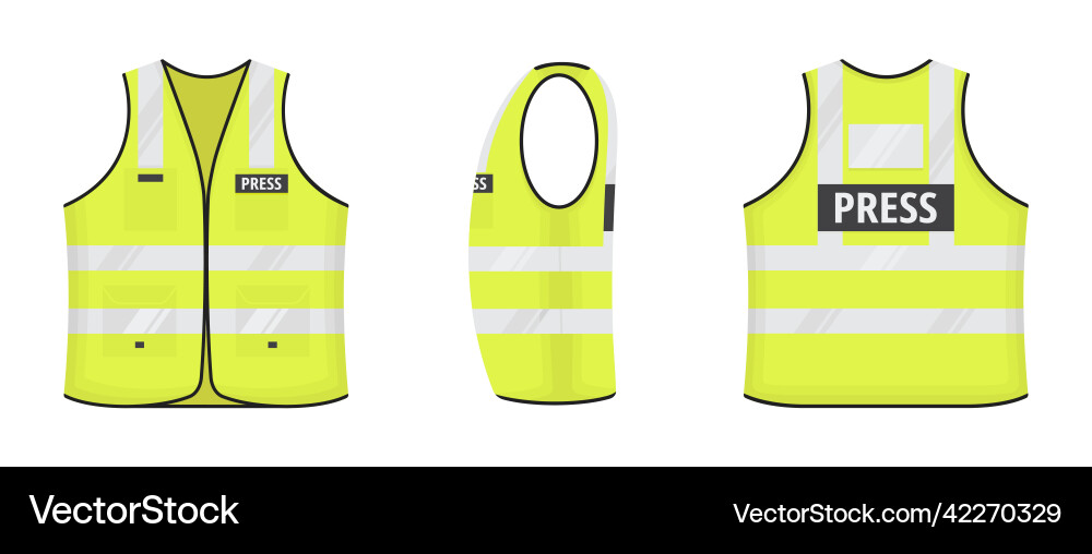 Safety reflective vest with label press tag flat Vector Image