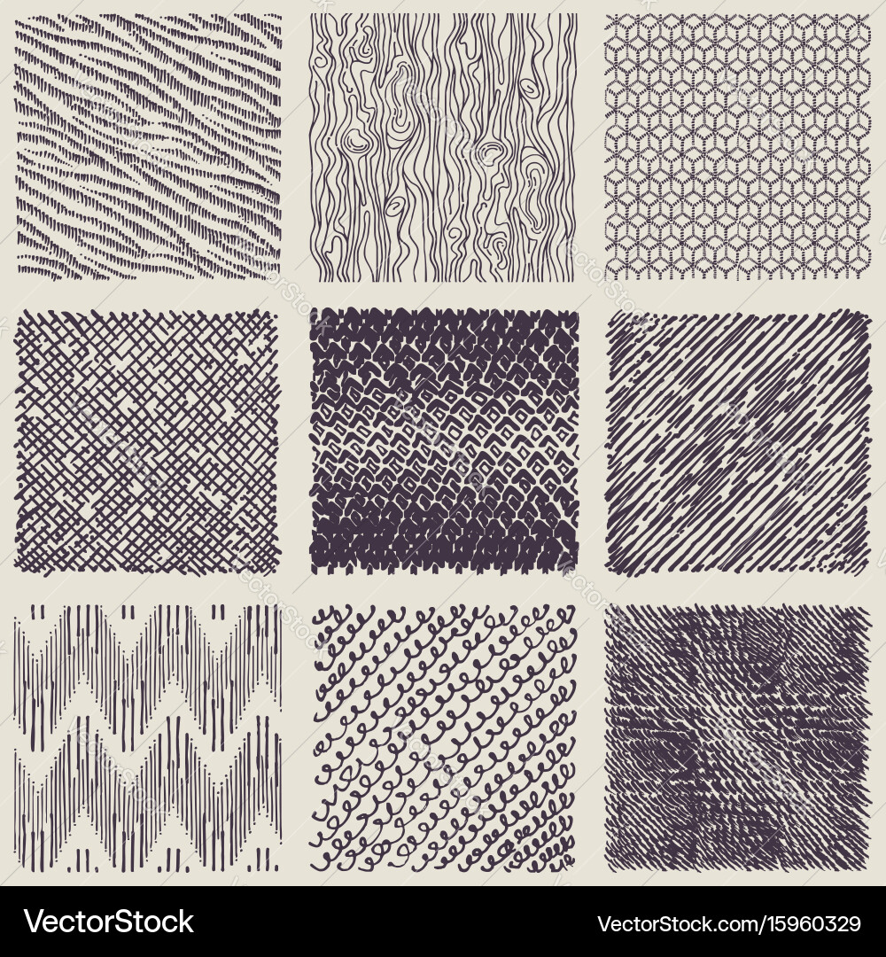 Set of hand drawn marker and ink patterns Vector Image