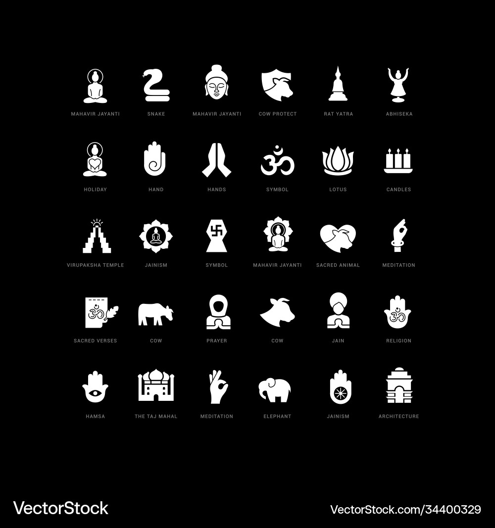 Simple icons mahavir jayanti Royalty Free Vector Image