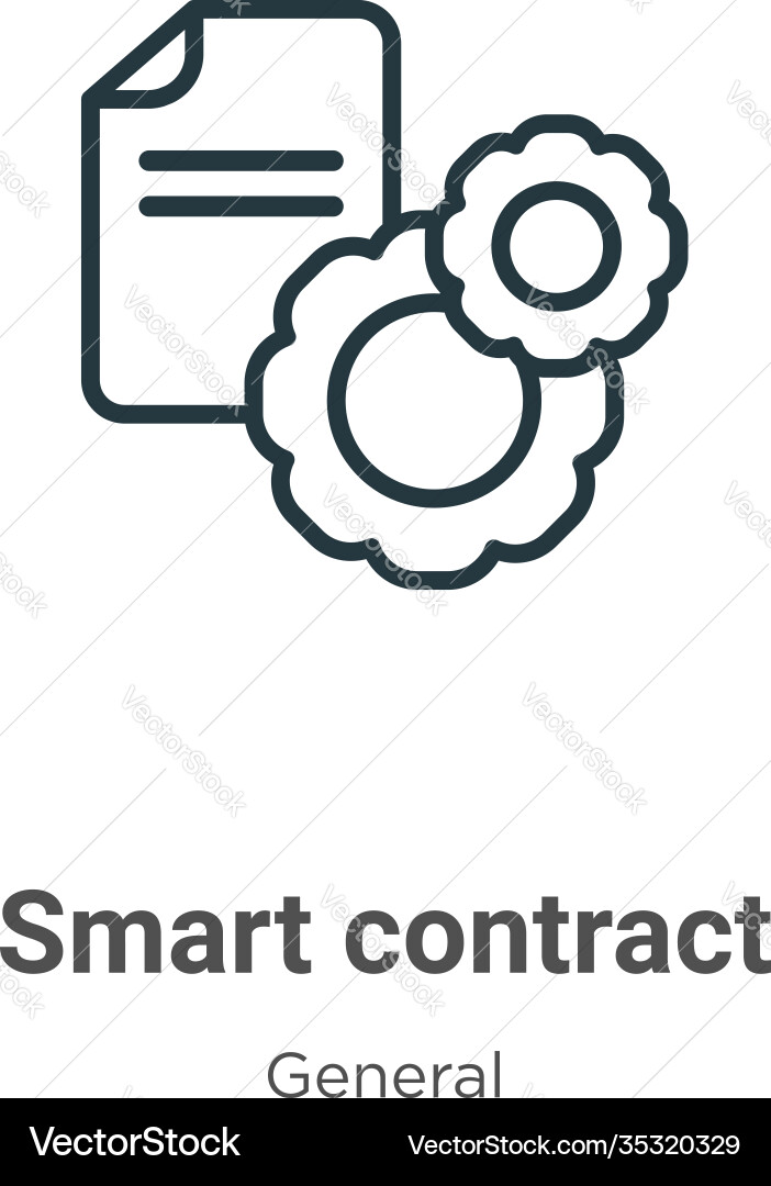 Smart contract outline icon thin line black Vector Image