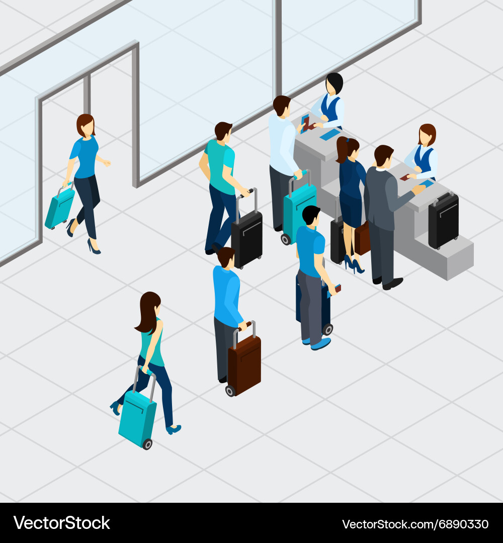 Airport check in line Royalty Free Vector Image