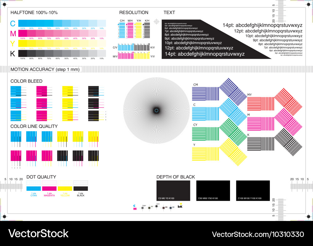 Color Calibration Printing Chart - CMYK Royalty Free Vector