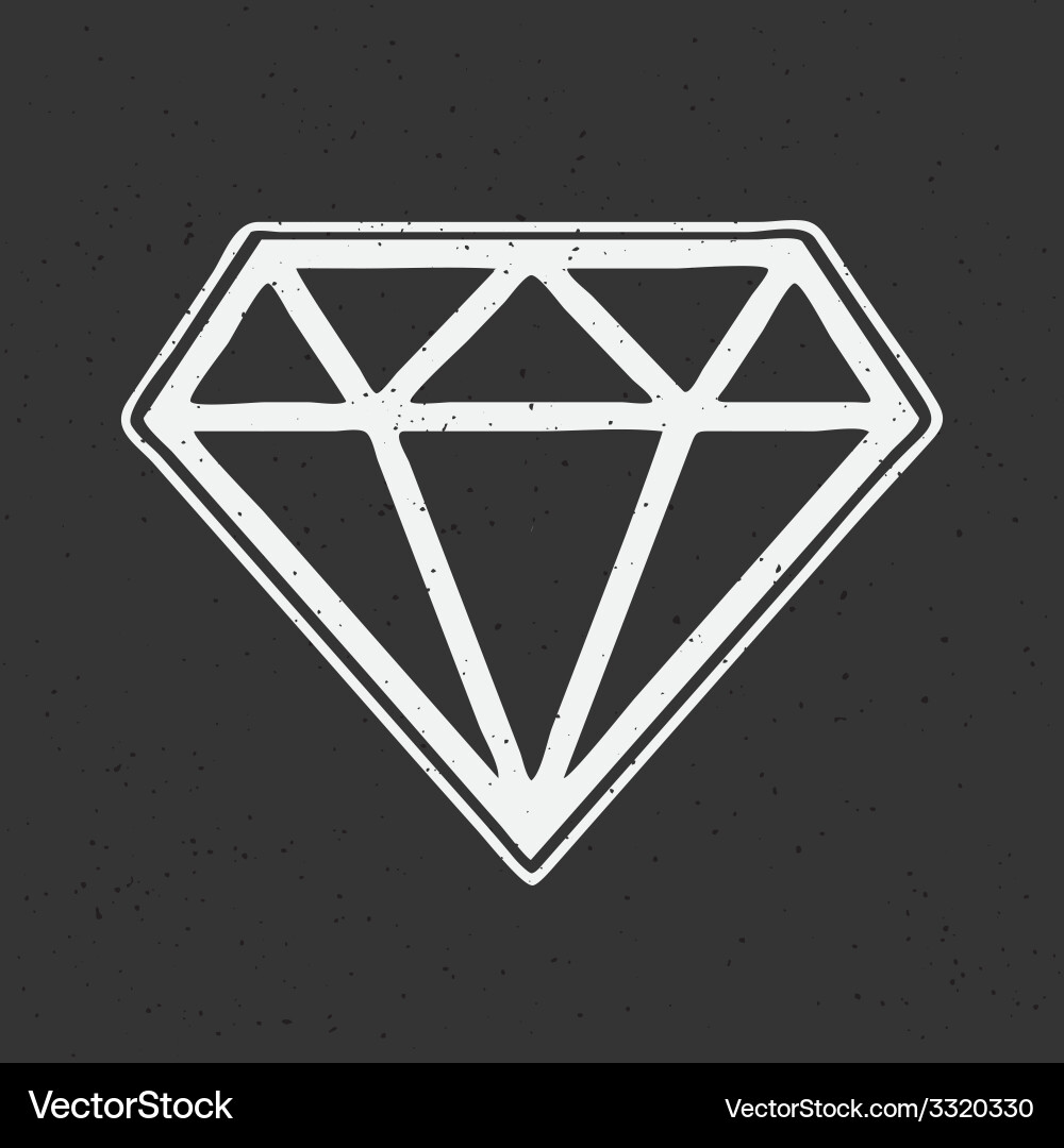 Diamant Hand gezogen alte Schule Tattoo Lizenzfreier Vektor