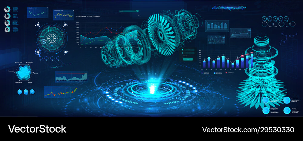 Futuristic hologram 3d objects Royalty Free Vector Image