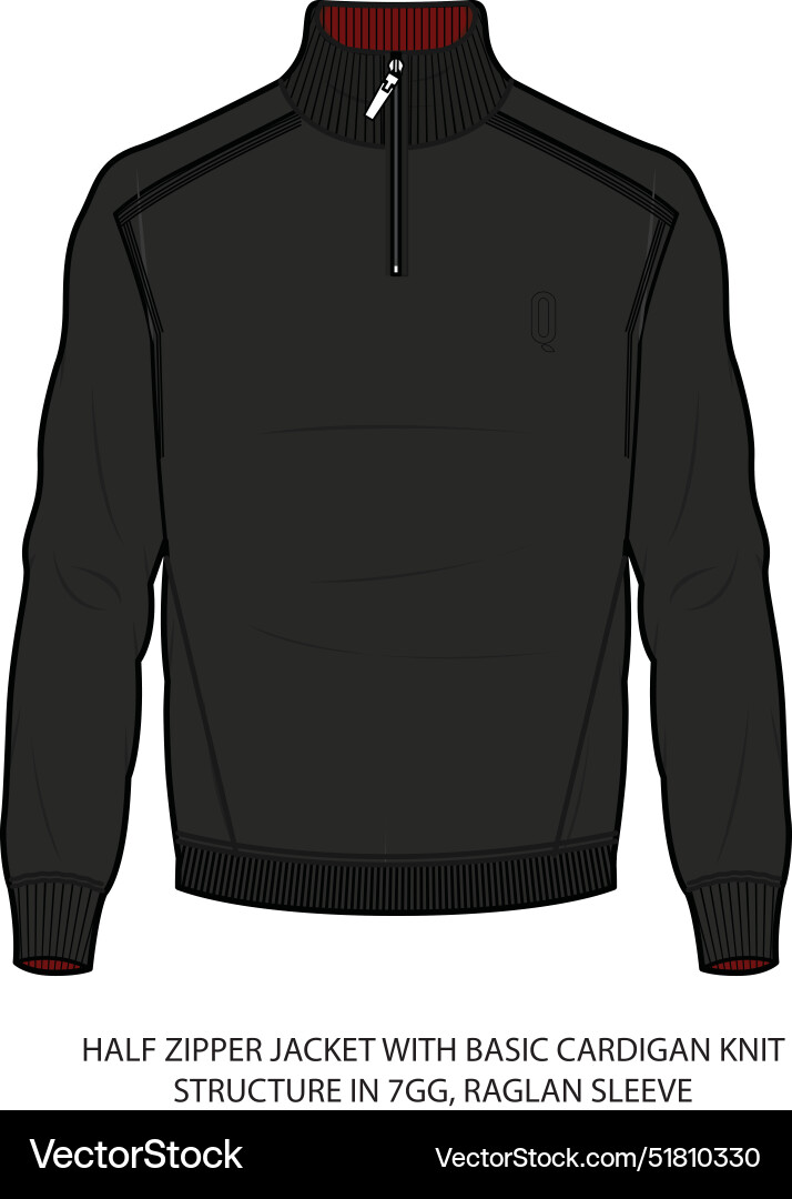 Half zip jacket for menswear Royalty Free Vector Image