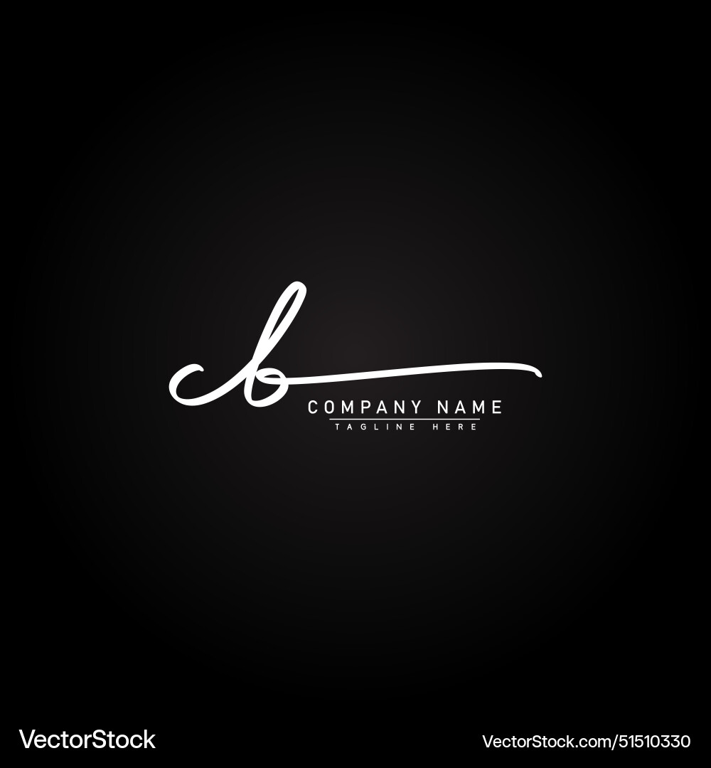 Handwritten signature logo for initial letter cb Vector Image