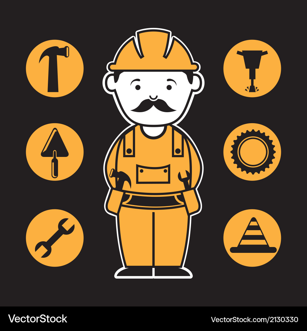 Industrial workers over black background Vector Image