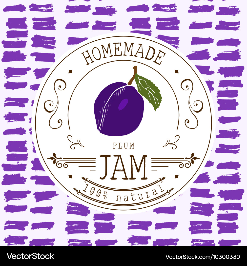 Jam label design template for plum dessert product