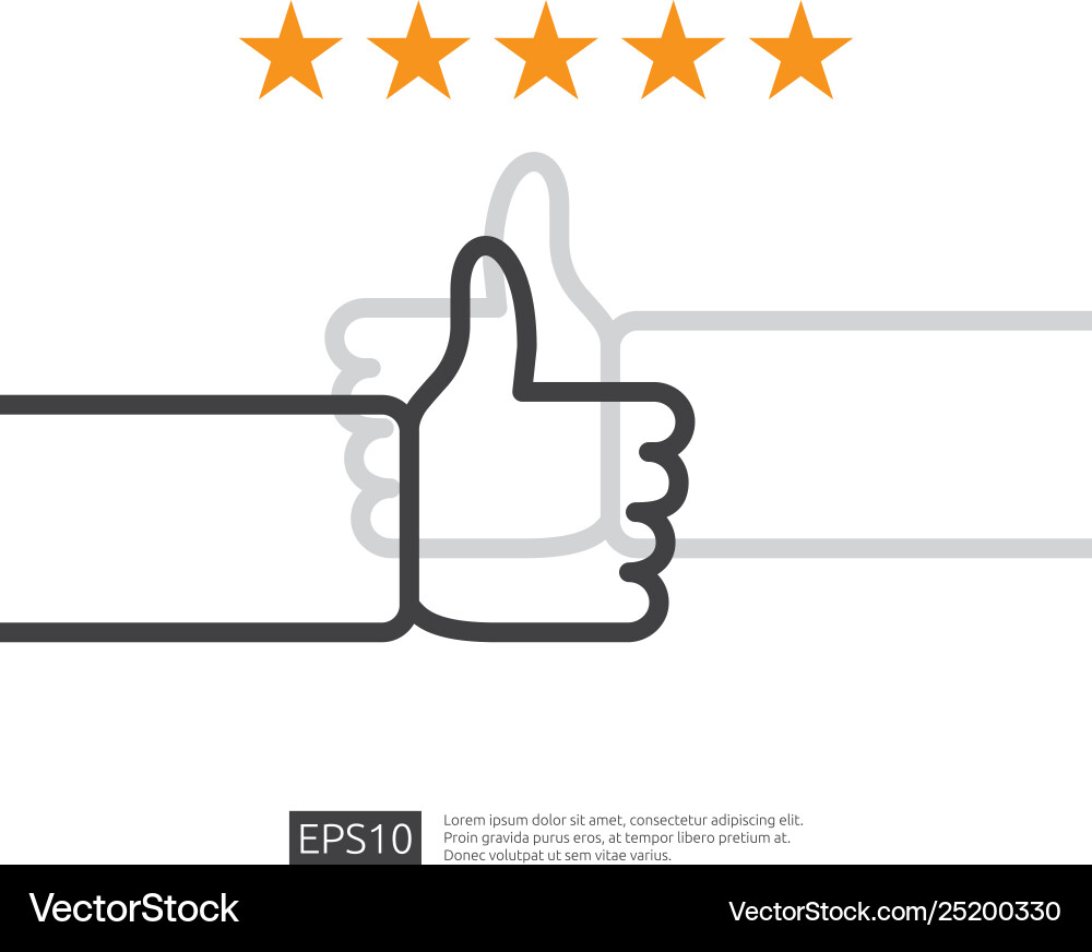 Positive good review with hand thumb up symbol Vector Image