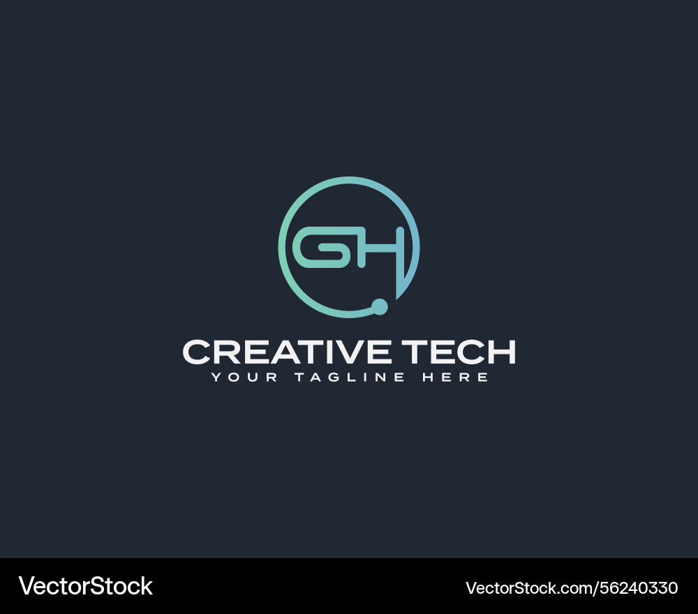 Sleek circuit inspired tech gh letter logo design Vector Image
