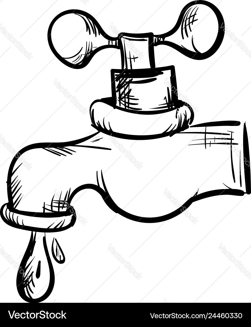 Water tap hand sketch color on white background Vector Image