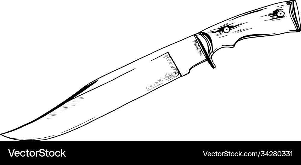 A large hunting knife with handle Royalty Free Vector Image