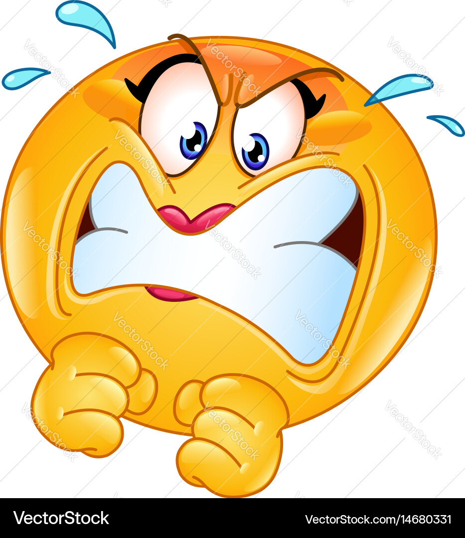 Angry female emoticon Royalty Free Vector Image