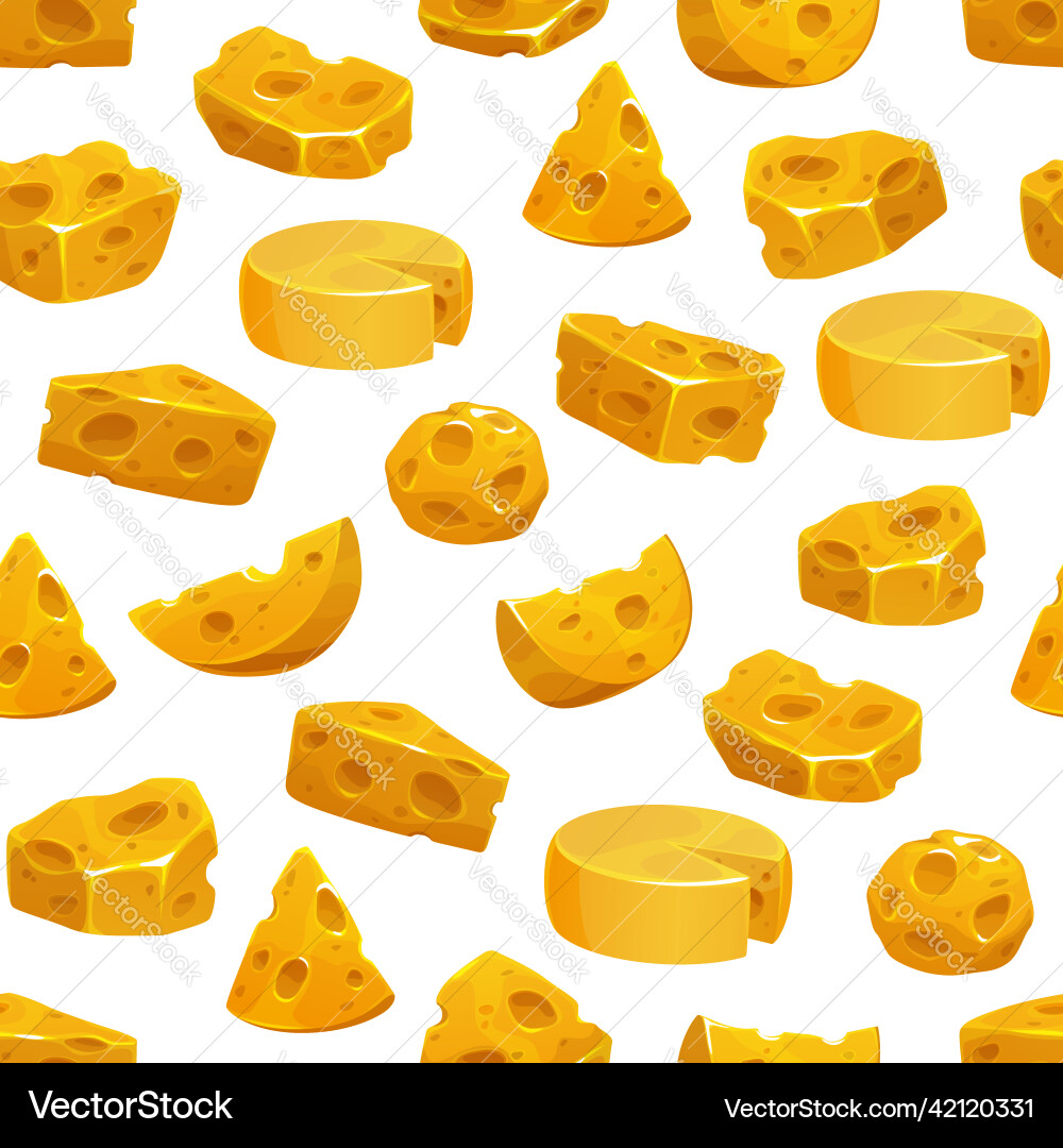 Cartoon cheddar swiss cheese seamless pattern Vector Image