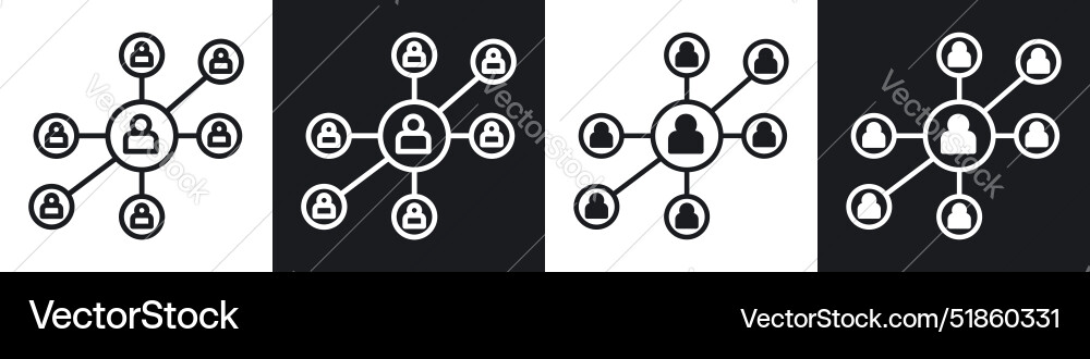 Chart network liner and solid icon set in black Vector Image