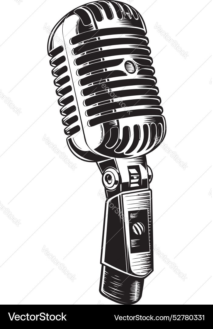 Classic cadence vintage microphone emblem design Vector Image