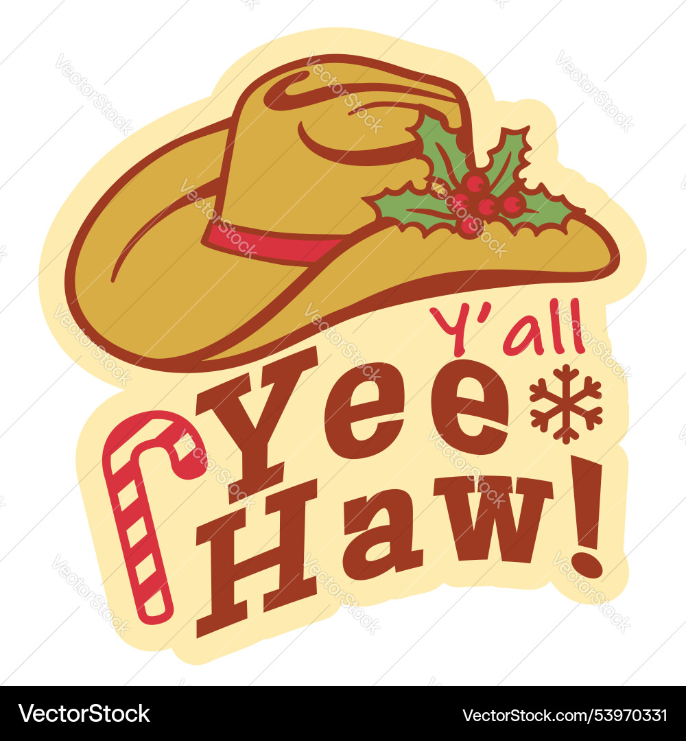 Cowboy christmas yee haw text printable Royalty Free Vector