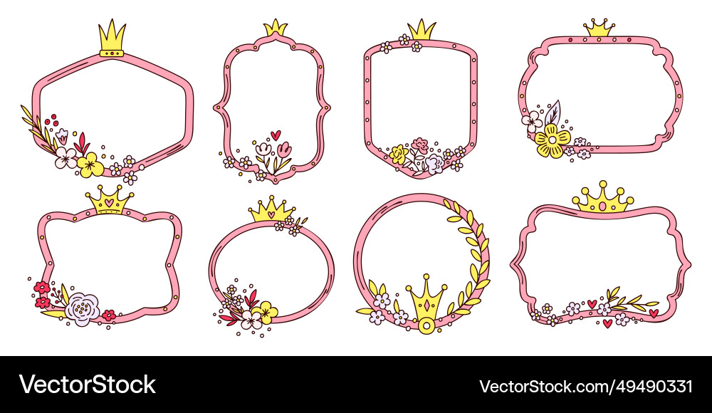 Cute girly frames princess decorations with royal Vector Image