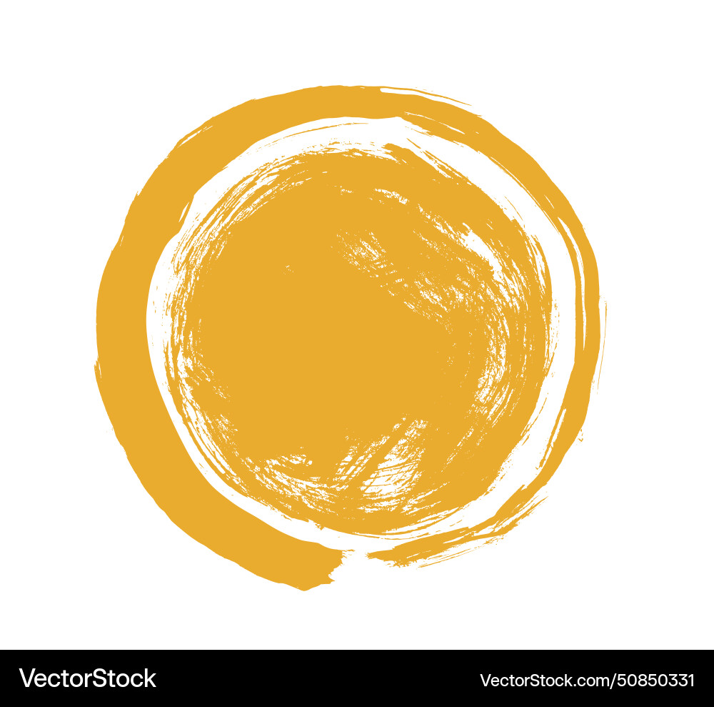 Enso zen yellow circle round ink brush stroke Vector Image