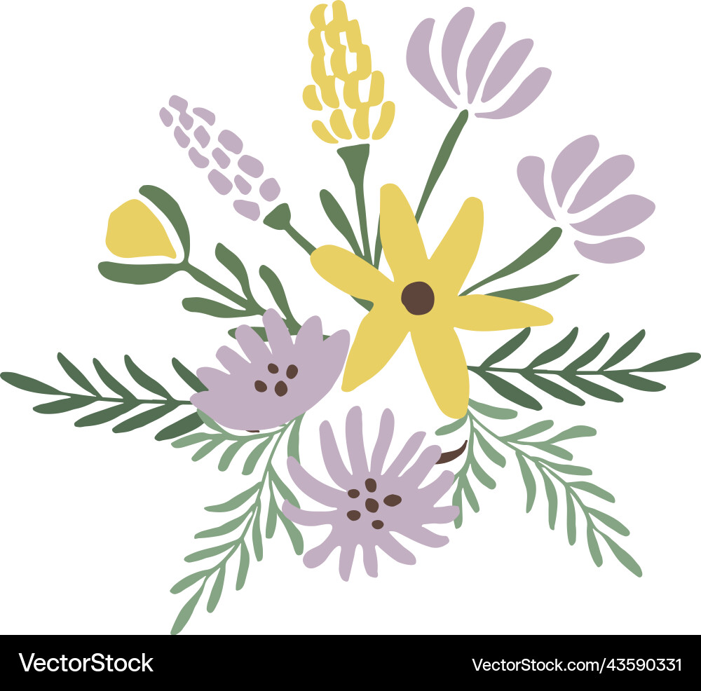 Floral bouquet decorative flower and branches Vector Image