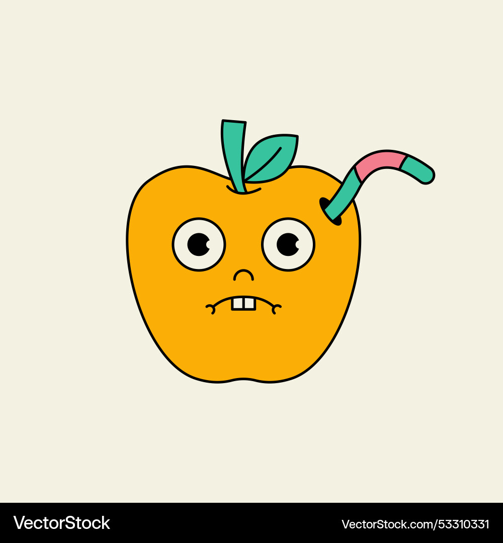 Funny cartoon apple character groovy mascot Vector Image