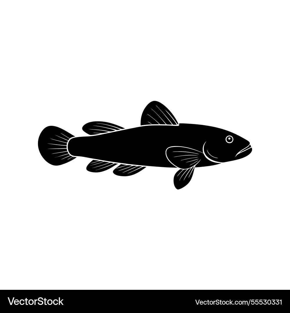 Goby fish silhouette art and black Royalty Free Vector Image