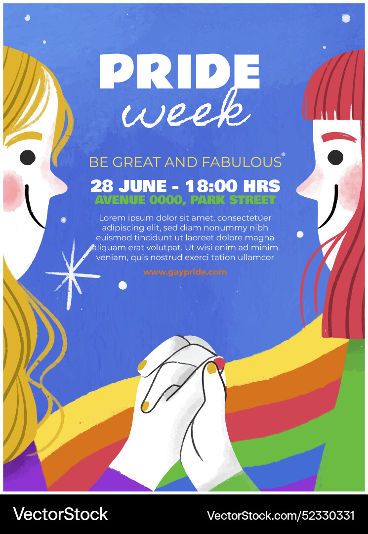 Hand drawn pride month lgbt vertical poster Vector Image