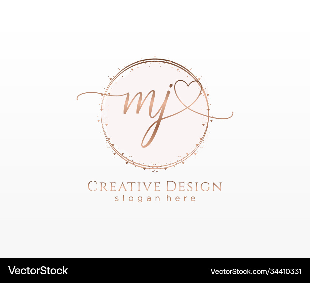 Initial mj handwriting logo with circle template Vector Image