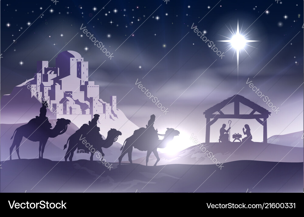 Nativity christmas scene Royalty Free Vector Image