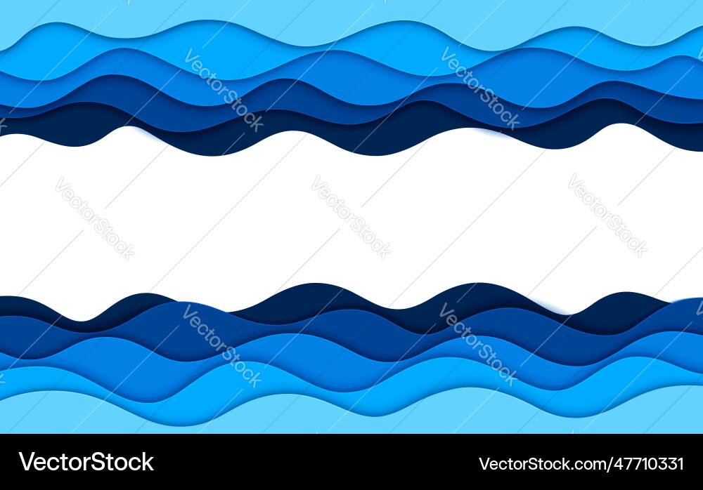 Paper Cut Ocean Waves Frame Royalty Free Vector Image