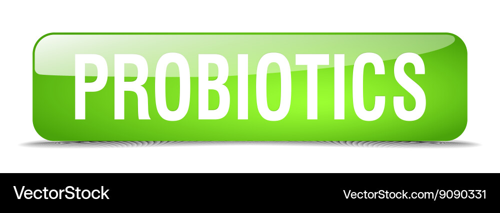 Probiotics green square 3d realistic isolated web Vector Image