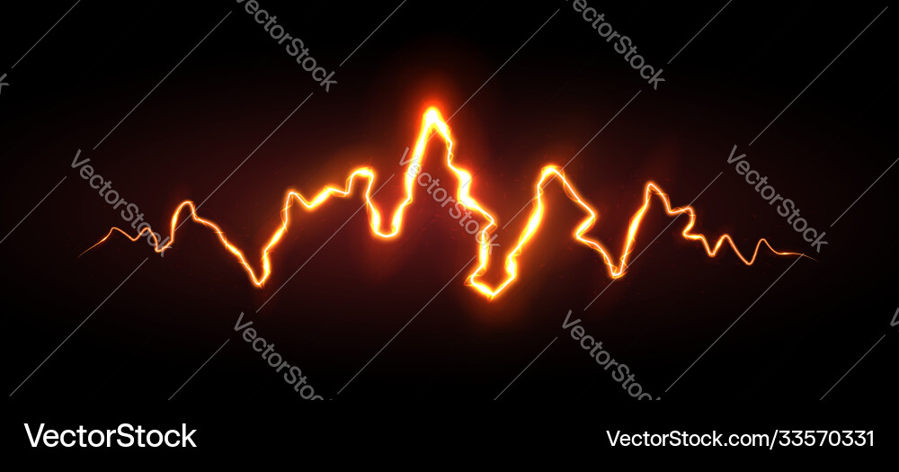 Realistic orange lightning with sparks and glow Vector Image