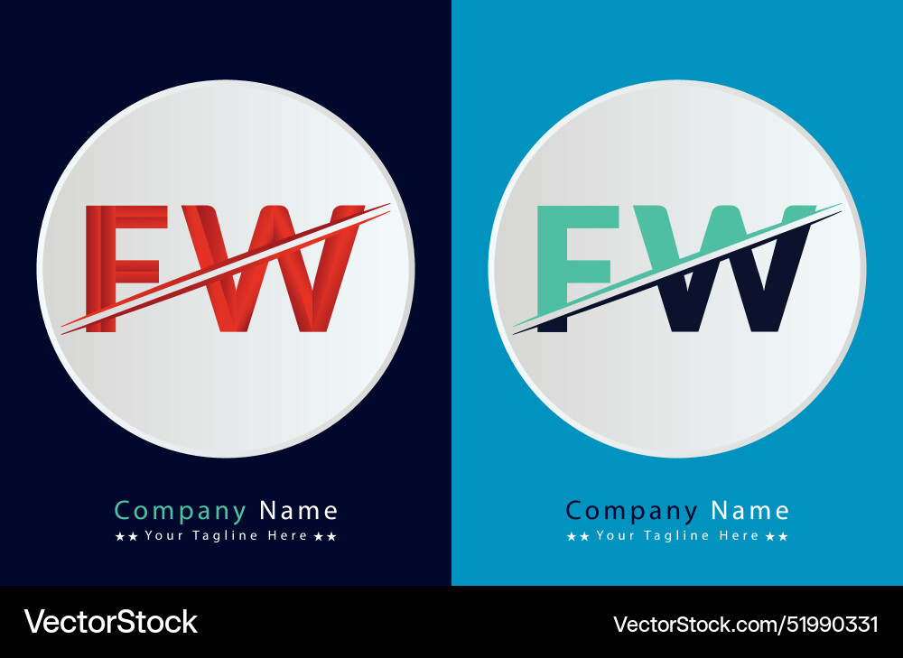 Unique fw letter logo icon template Royalty Free Vector