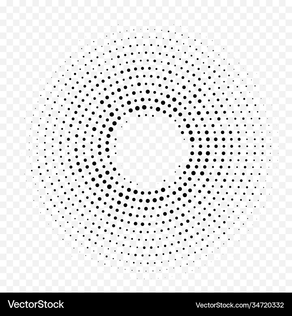 Circle dot halftone circular pattern white Vector Image