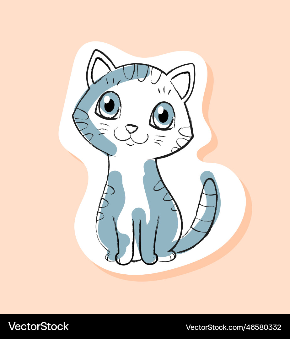 Cute cat sticker Royalty Free Vector Image - VectorStock